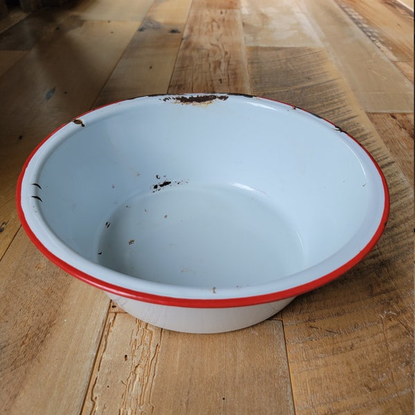 Red Enamel Bowl - Etsy