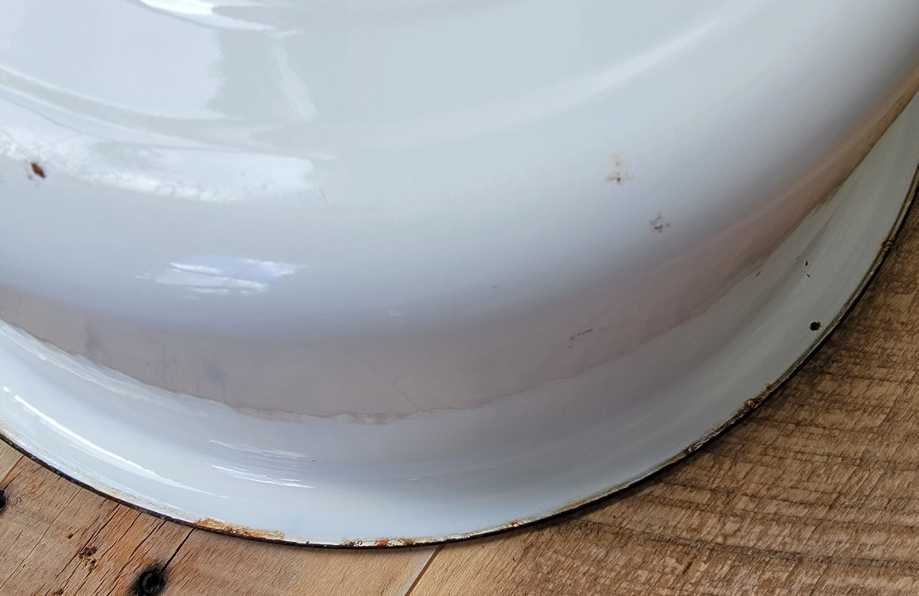 Extra Large Round Enamel Wash Basin With Black Trim - Etsy