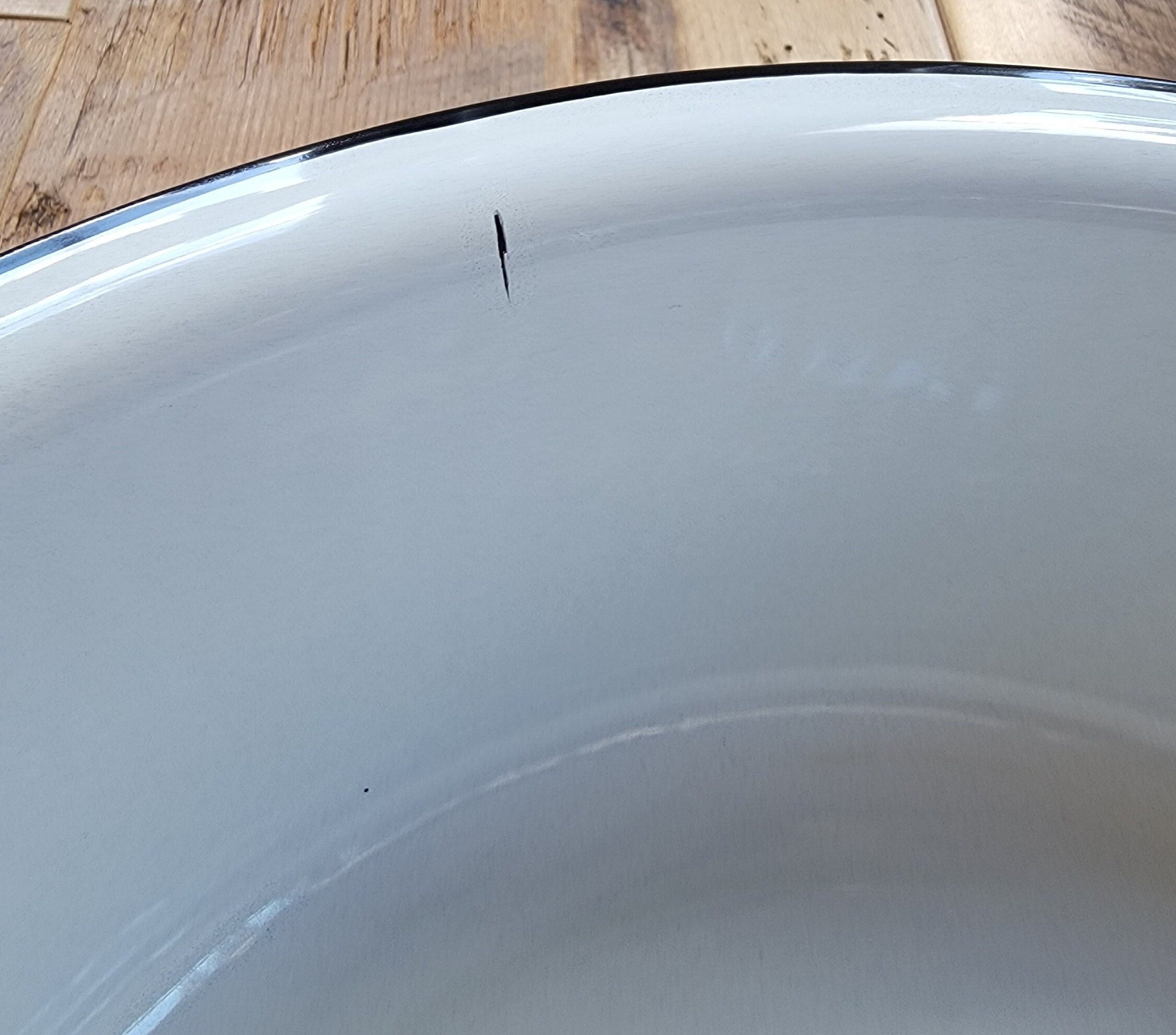 Extra Large Round White Enamel Wash Basin With Black Trim - Etsy
