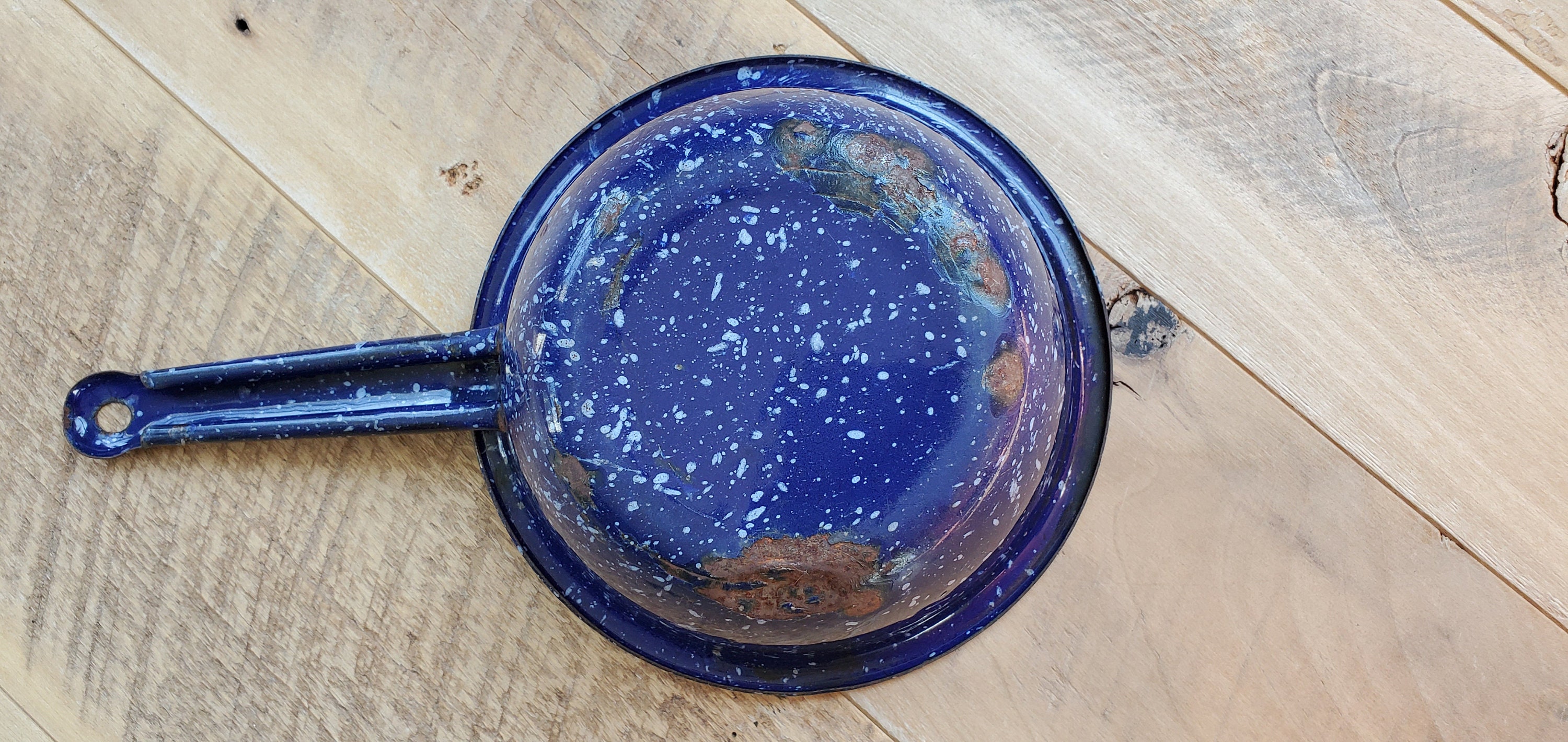 Vintage Cobalt Blue Splatterware Enamel Saucepan - Etsy