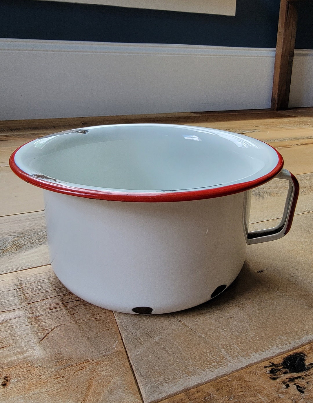 Small / Child's Enamel Chamber Pot White With Red Trim - Etsy