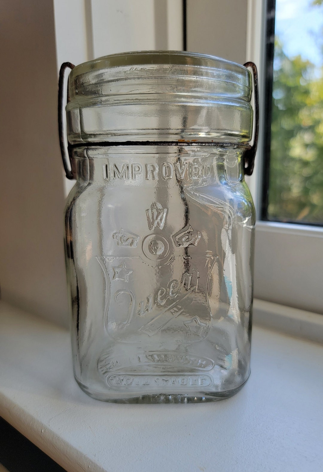 Pint Queen Clear Square Glass Smalley Kivlan & Onthank Jar With Kant ...