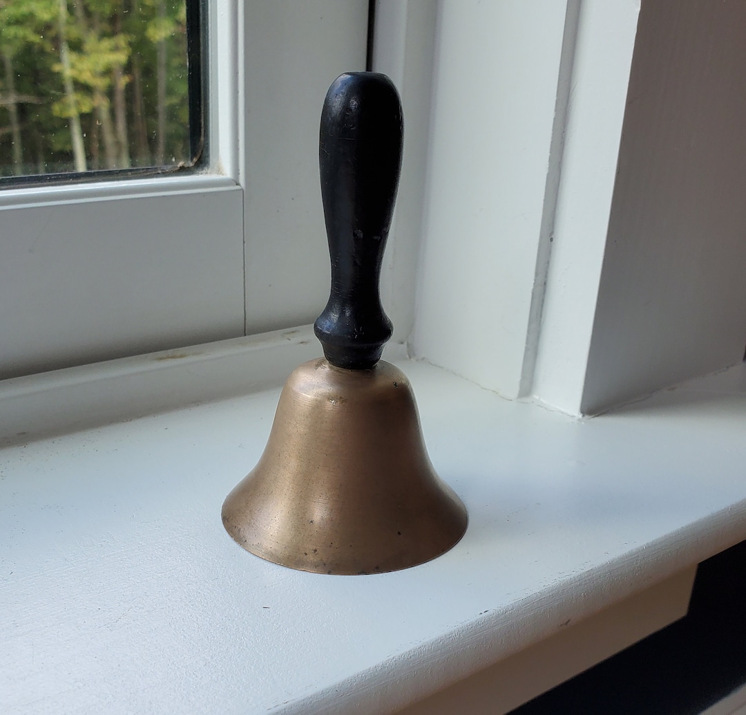 Vintage Black Wooden Handle School Bell - Etsy