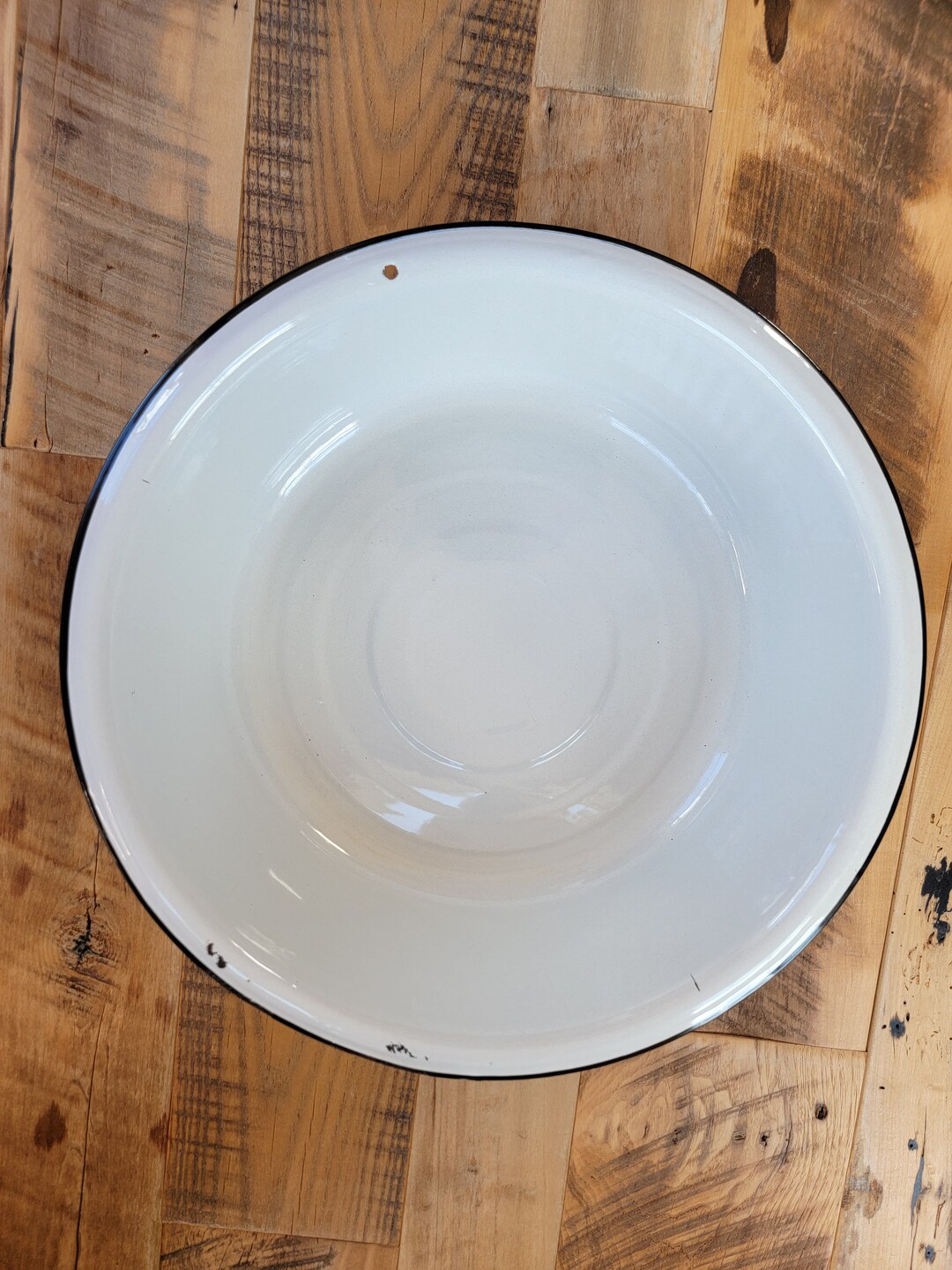 Extra Large Round White Enamel Wash Basin With Black Trim - Etsy