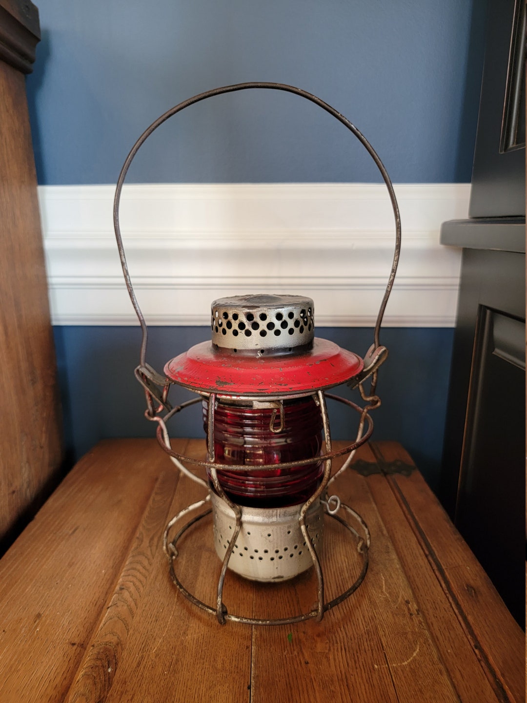 Handlan Railroad Lantern Ruby Red Glass Globe NYC - Etsy