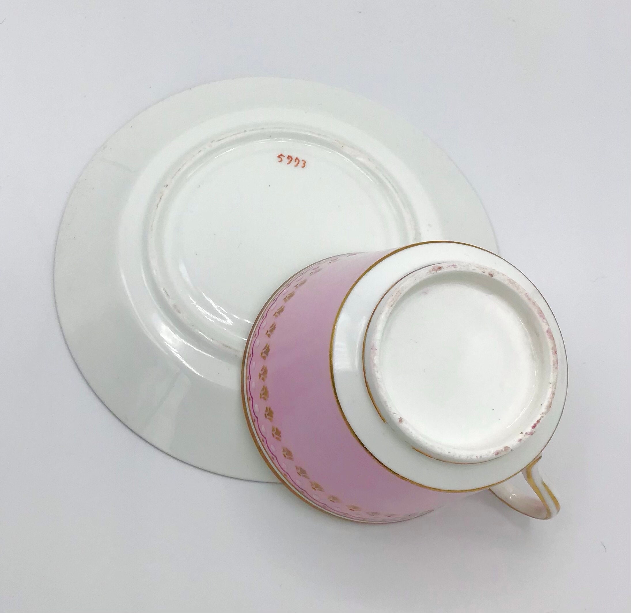 English 19th Century Minton Pink Enamelled Cup and Saucer Pattern 5993 ...