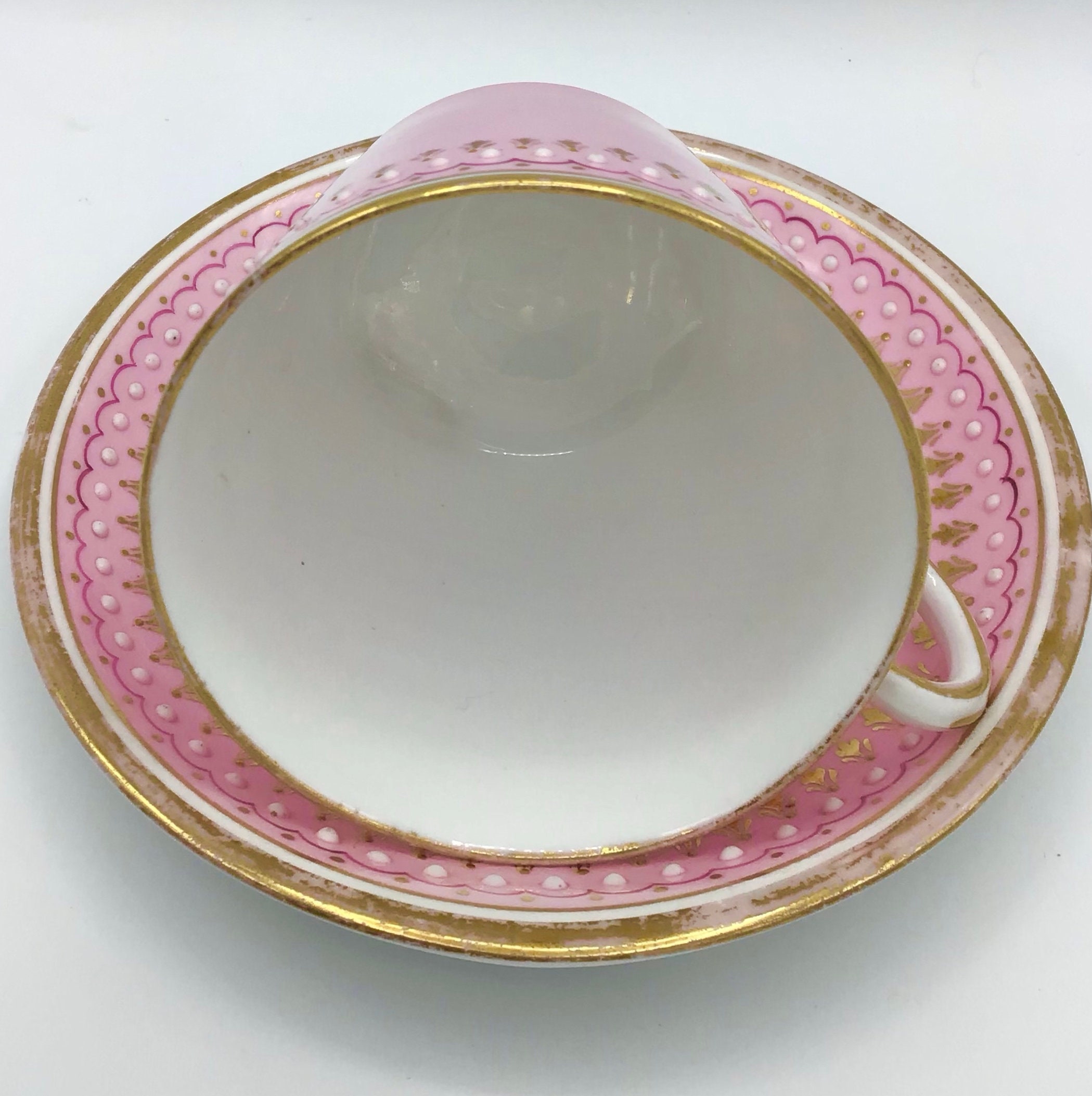 English 19th Century Minton Pink Enamelled Cup and Saucer Pattern 5993 ...