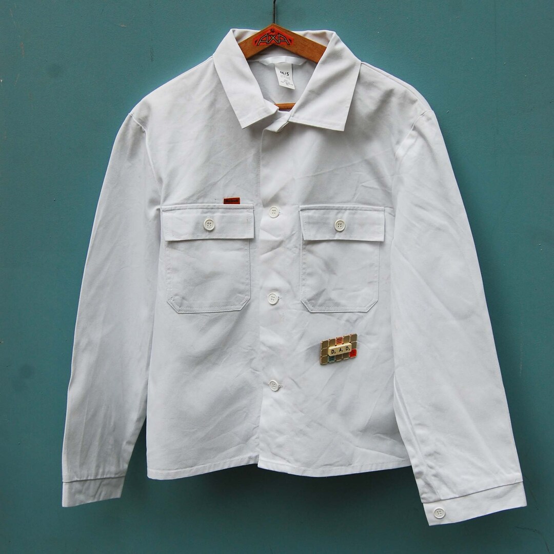 White Chore Jacket, German Work Jacket for Men Size Medium/large - Etsy