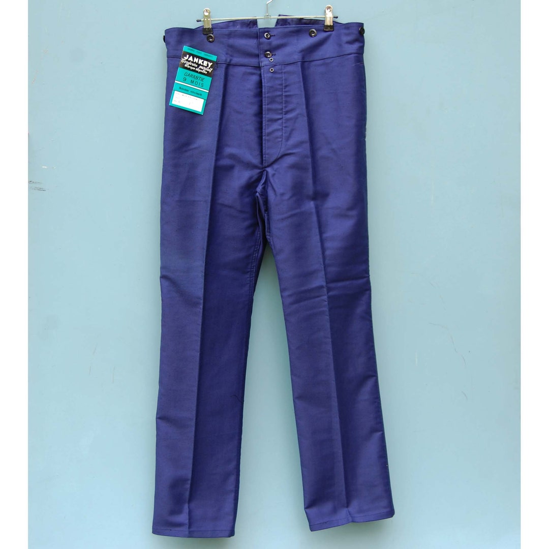 High Waist/fishtail Blue French Moleskine Trousers, Deadstock - Etsy