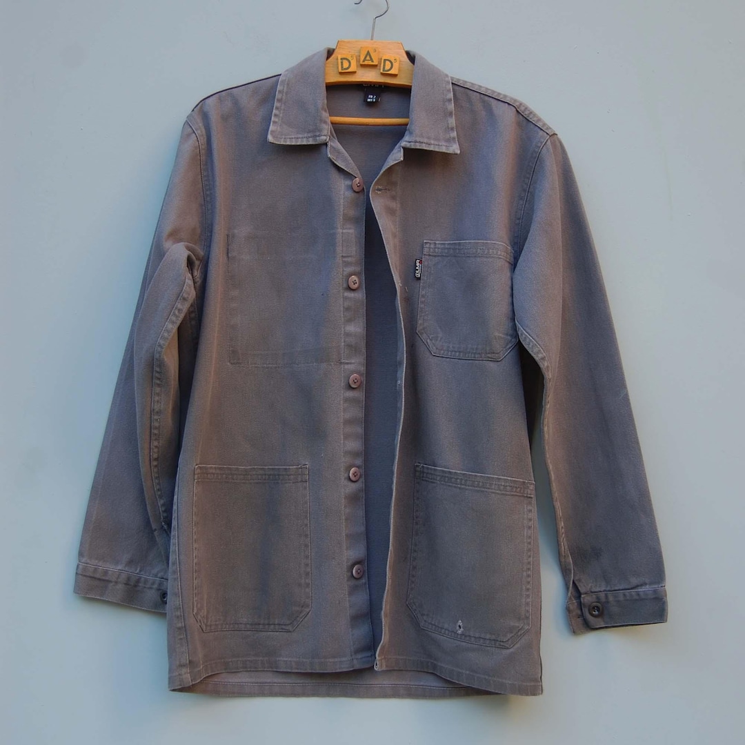 Grey Chore Jacket, French Work Jacket for Men Size Medium - Etsy