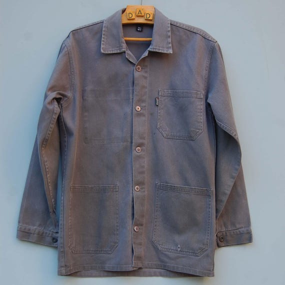 Grey Chore Jacket, French Work Jacket for Men Size Me… - Gem