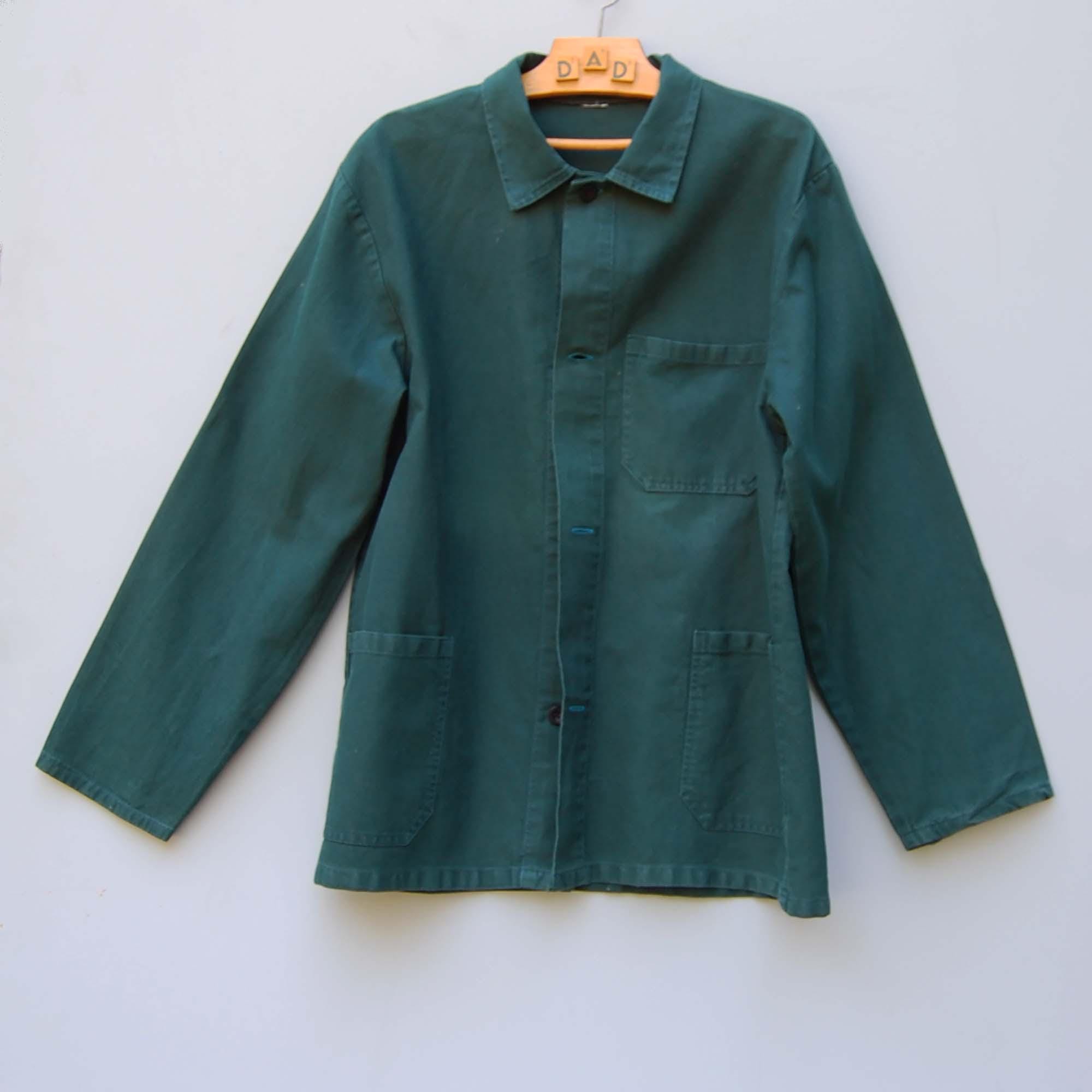 Green Chore Jacket, French Work Jacket for Men Size XL - Etsy