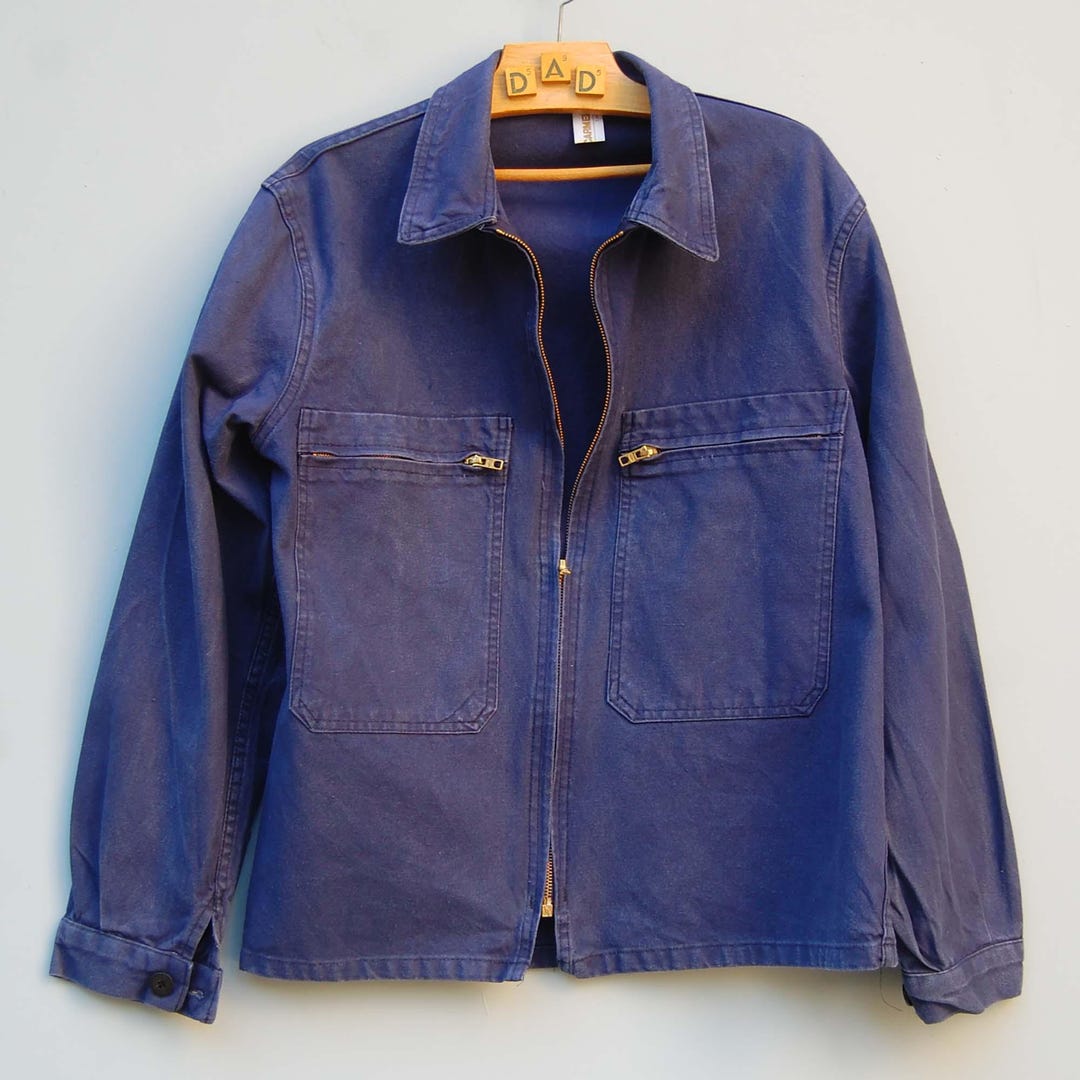 Blue Chore Coat, French Cyclist Style Work Jacket, - Etsy