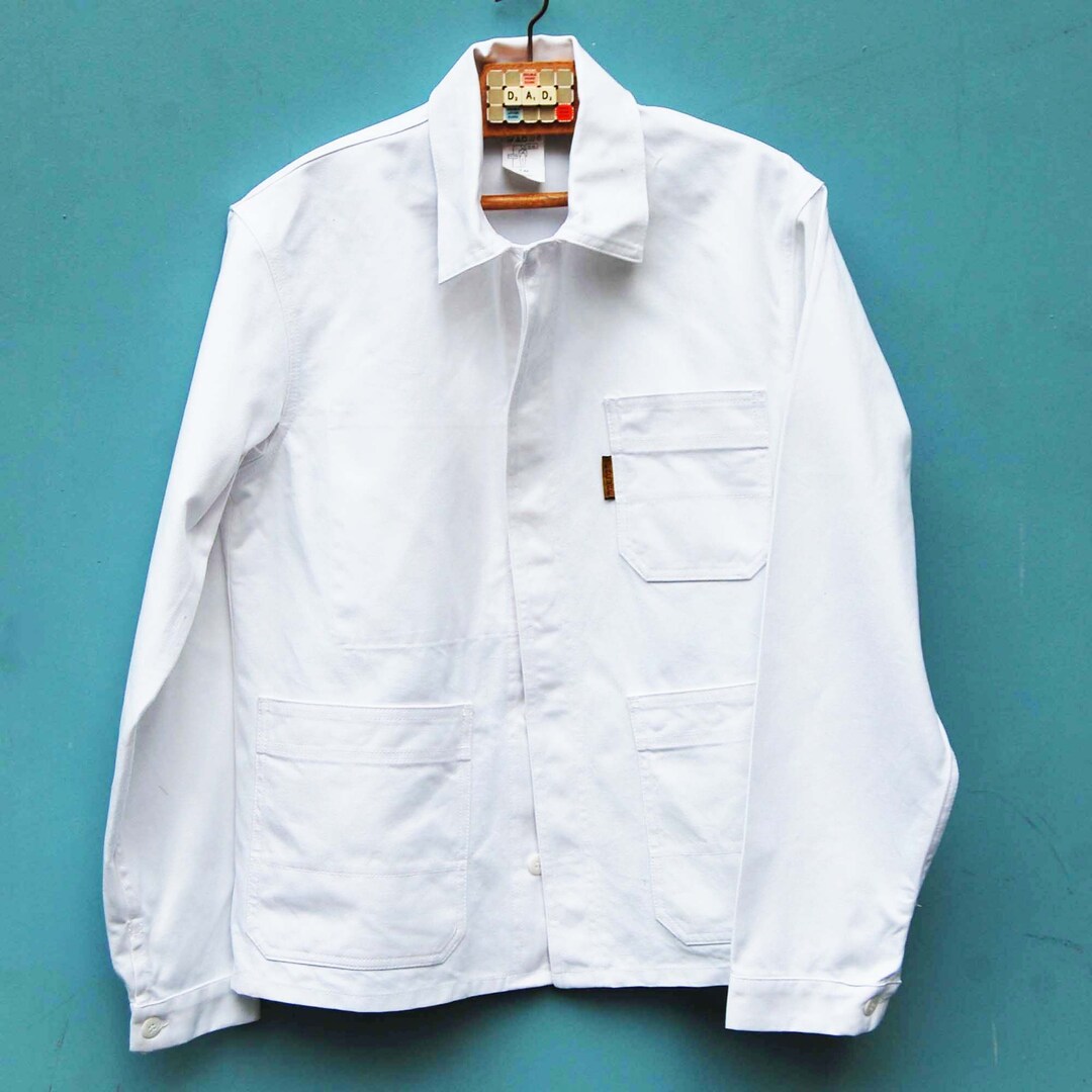 White Chore Jacket, French Work Jacket for Men Size Medium/large - Etsy