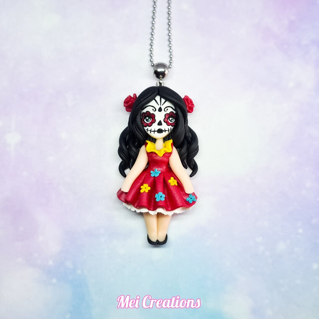 PRE ORDER CALAVERA Polymer Clay Doll, Handmade Necklace Fimo - Etsy