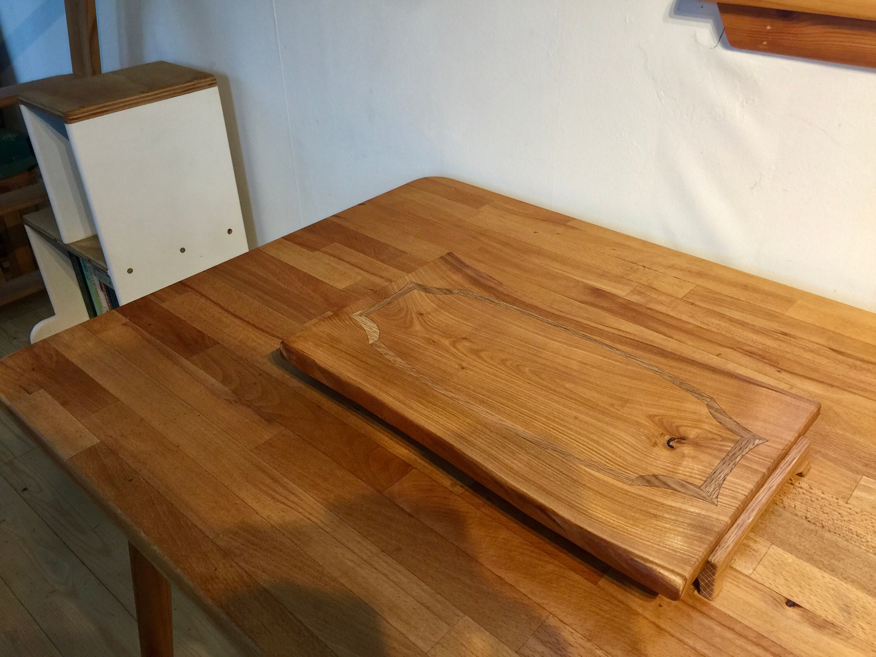 Live Edge Cherry Board With Oak Inlay and Handles, Serving Platter ...