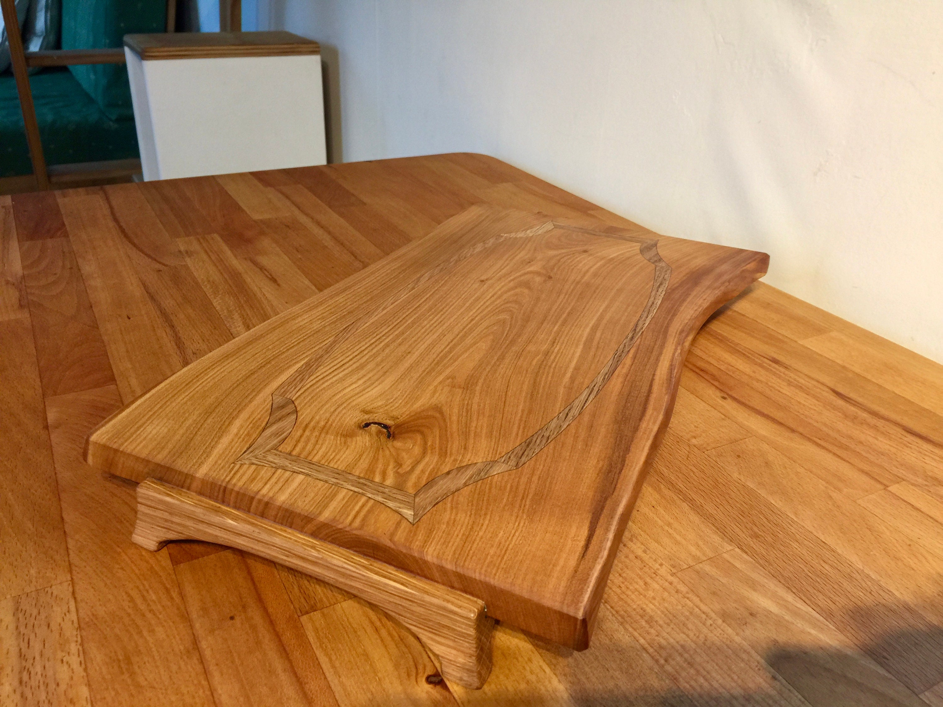 Live Edge Cherry Board With Oak Inlay and Handles, Serving Platter ...