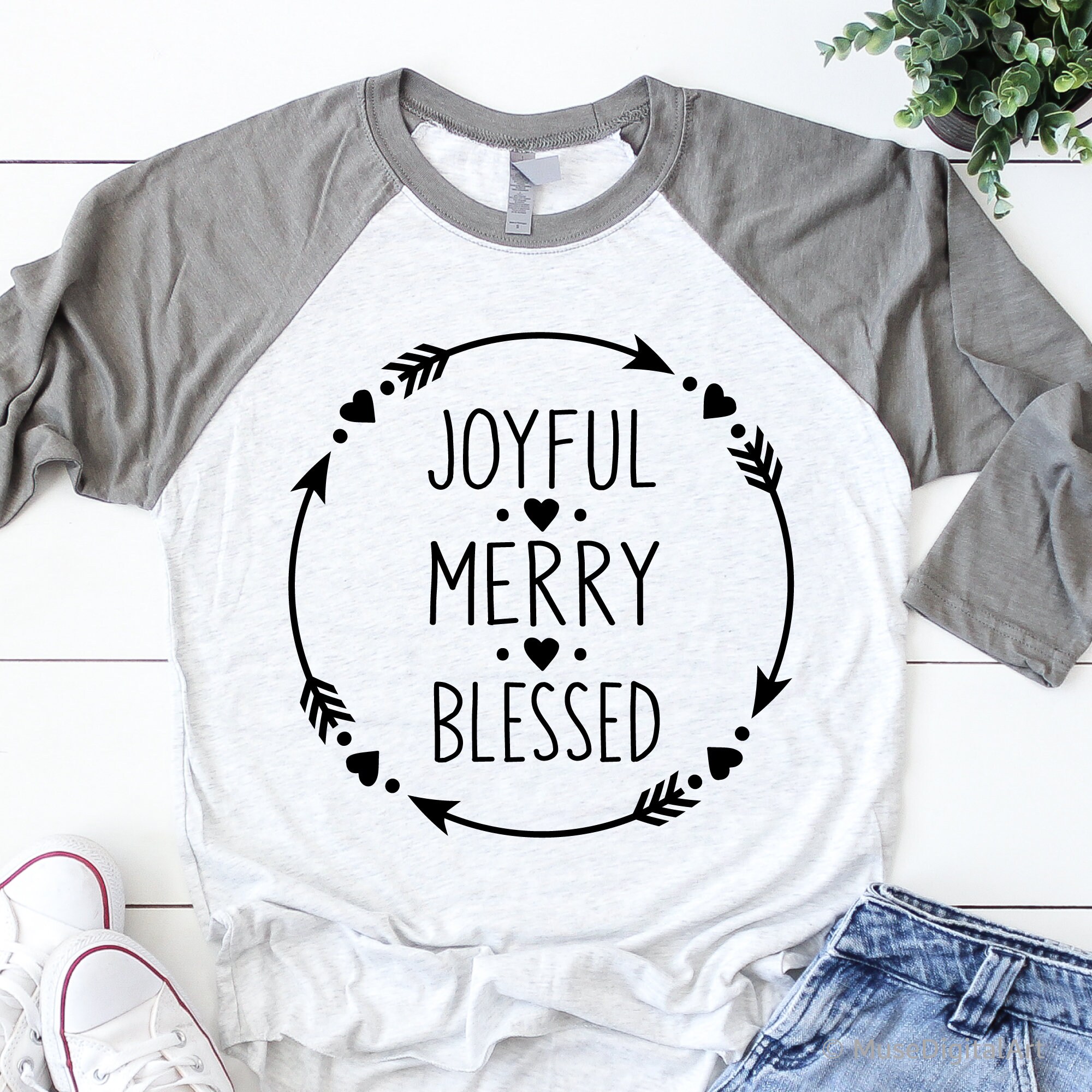 Christmas Sign Svg Joyful Merry and Blessed Svg Christmas | Etsy