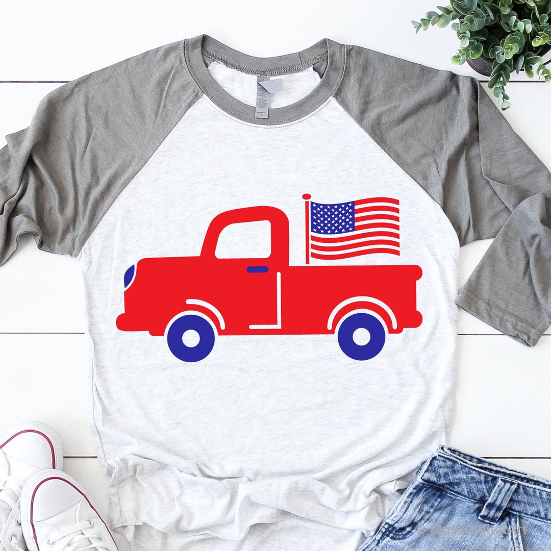 4th of July Truck Svg, American Truck Svg, Patriotic Old Truck, US Flag ...