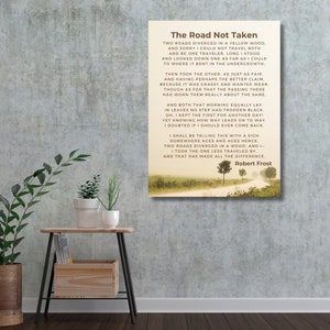 Robert Frost Canvas Print the Road Not Taken Poem Road Less Traveled Poem Poetry Print Poem on ...