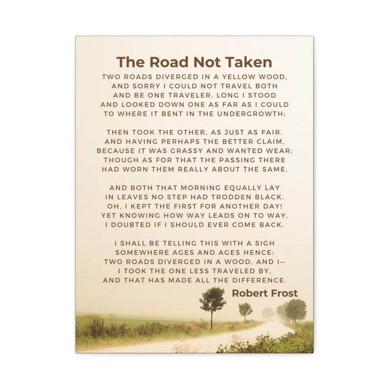 Robert Frost Canvas Print the Road Not Taken Poem Road Less Traveled Poem Poetry Print Poem on ...