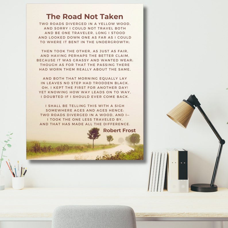 Robert Frost Canvas Print the Road Not Taken Poem Road Less Traveled Poem Poetry Print Poem on ...