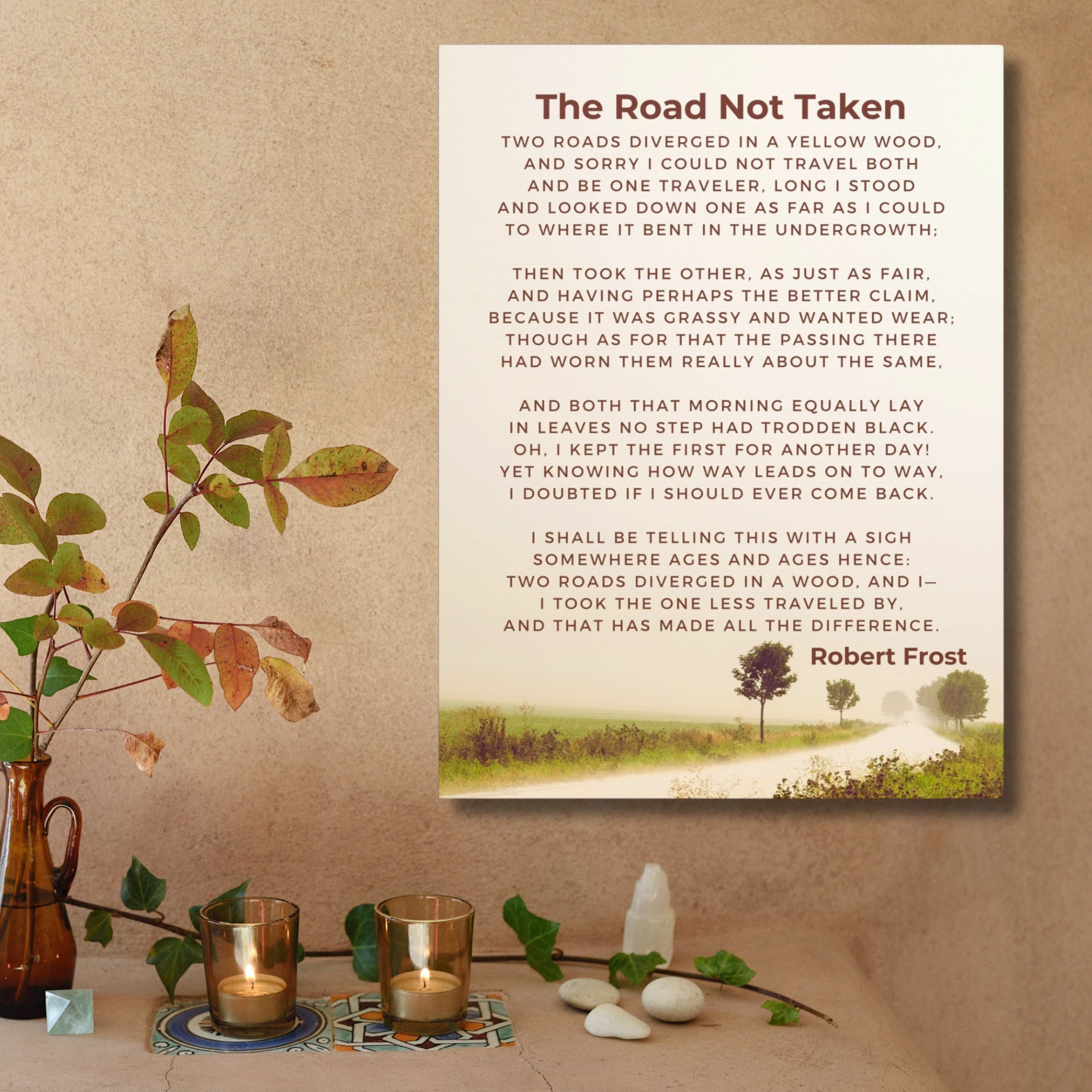Robert Frost Canvas Print the Road Not Taken Poem Road Less Traveled Poem Poetry Print Poem on ...