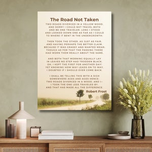 Robert Frost Canvas Print the Road Not Taken Poem Road Less Traveled Poem Poetry Print Poem on ...