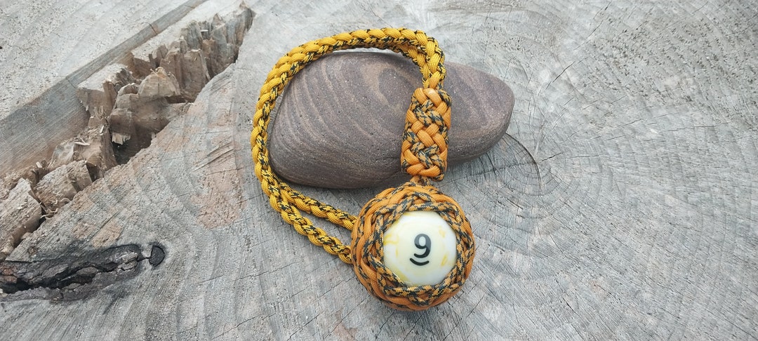 Paracord Pool Ball Monkey Fist Lanyard With Pineapple Knot Marbled 9 ...
