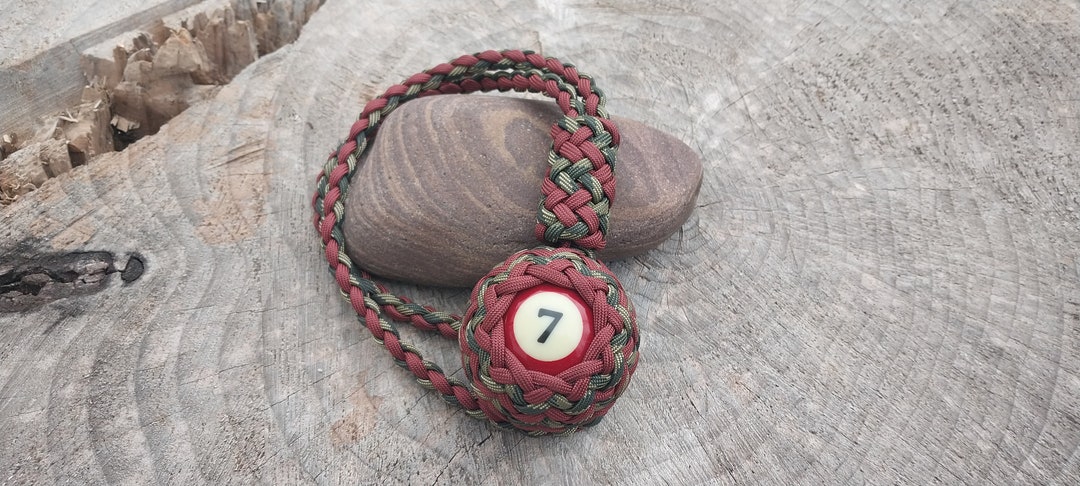 Paracord Pool Ball Monkey Fist Lanyard With Pineapple Knot Paracord 7 ...