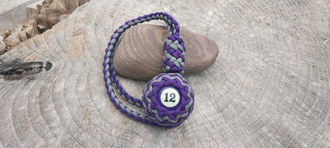 Paracord Pool Ball Monkey Fist Lanyard With Pineapple Knot Paracord 12 ...