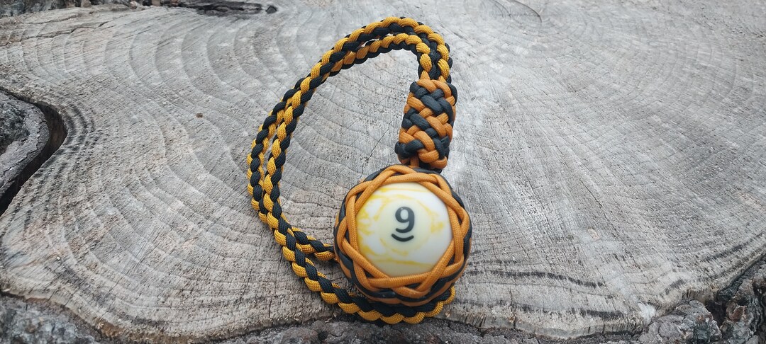 Paracord Pool Ball Monkey Fist Lanyard With Pineapple Knot Marbled 9 ...