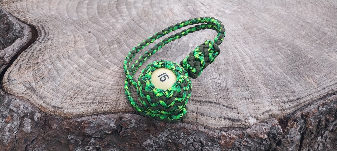 Paracord Pool Ball Monkey Fist Lanyard With Pineapple Knot Paracord 15 ...