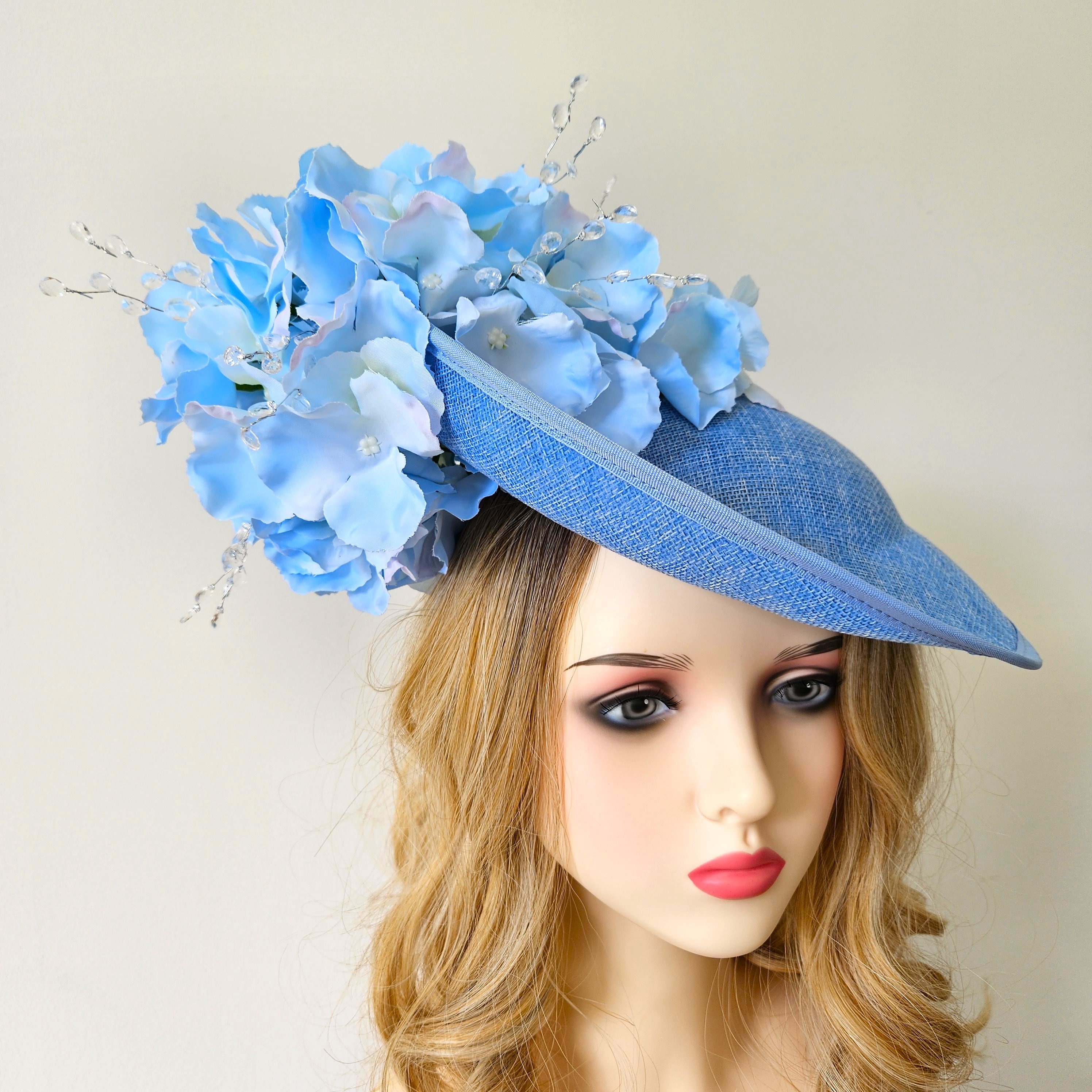 Royal Ascot Hat Blue Derby Hat Ladies Wedding Hat Women's Church Hat ...