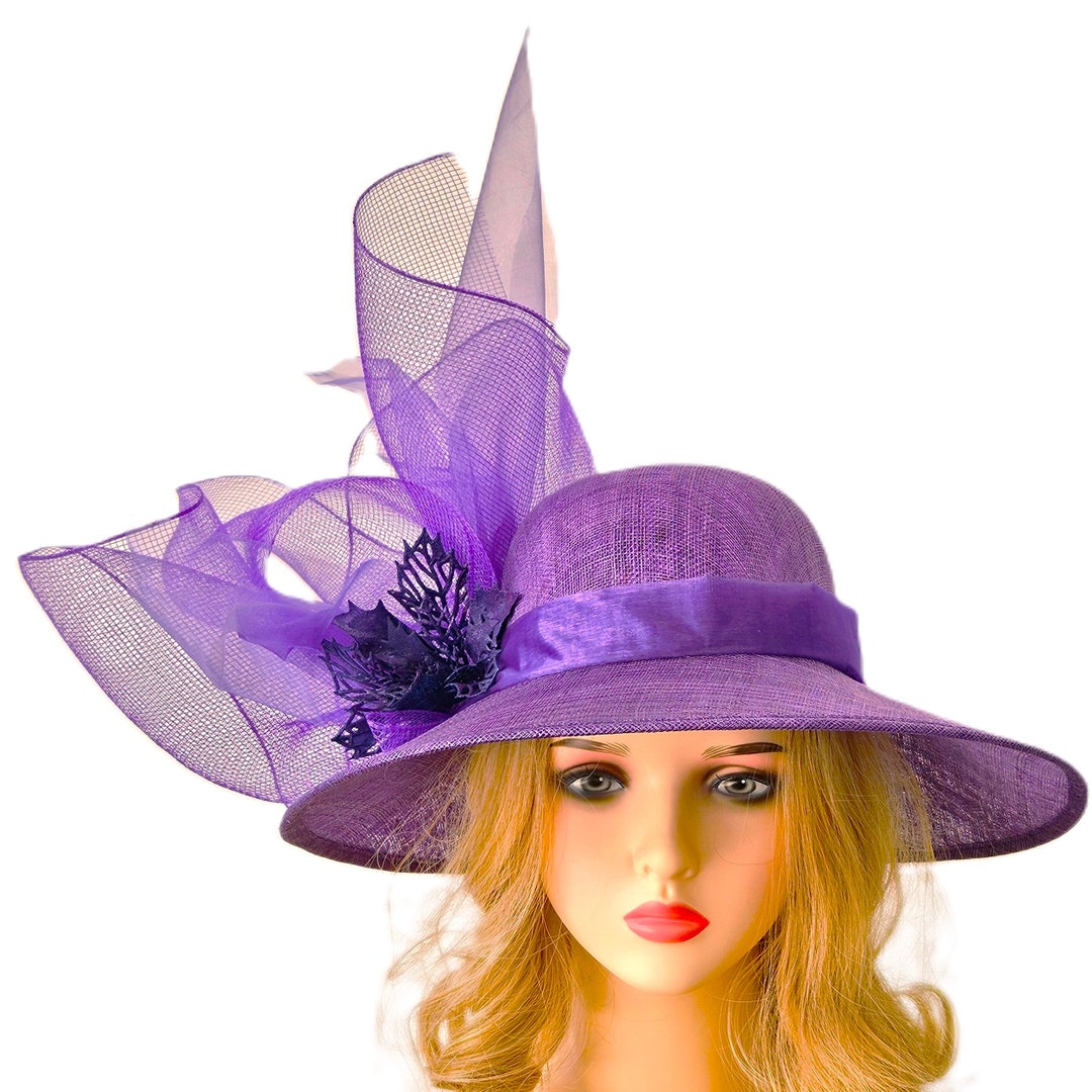 Extra Large Royal Ascot Hat Ladies Wedding Hat for Women Purple Church ...