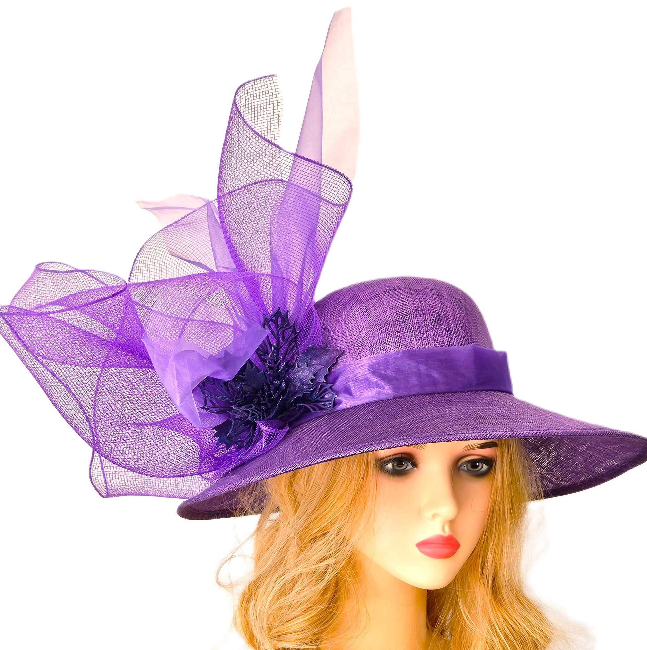 Extra Large Royal Ascot Hat Ladies Wedding Hat for Women Purple Church ...