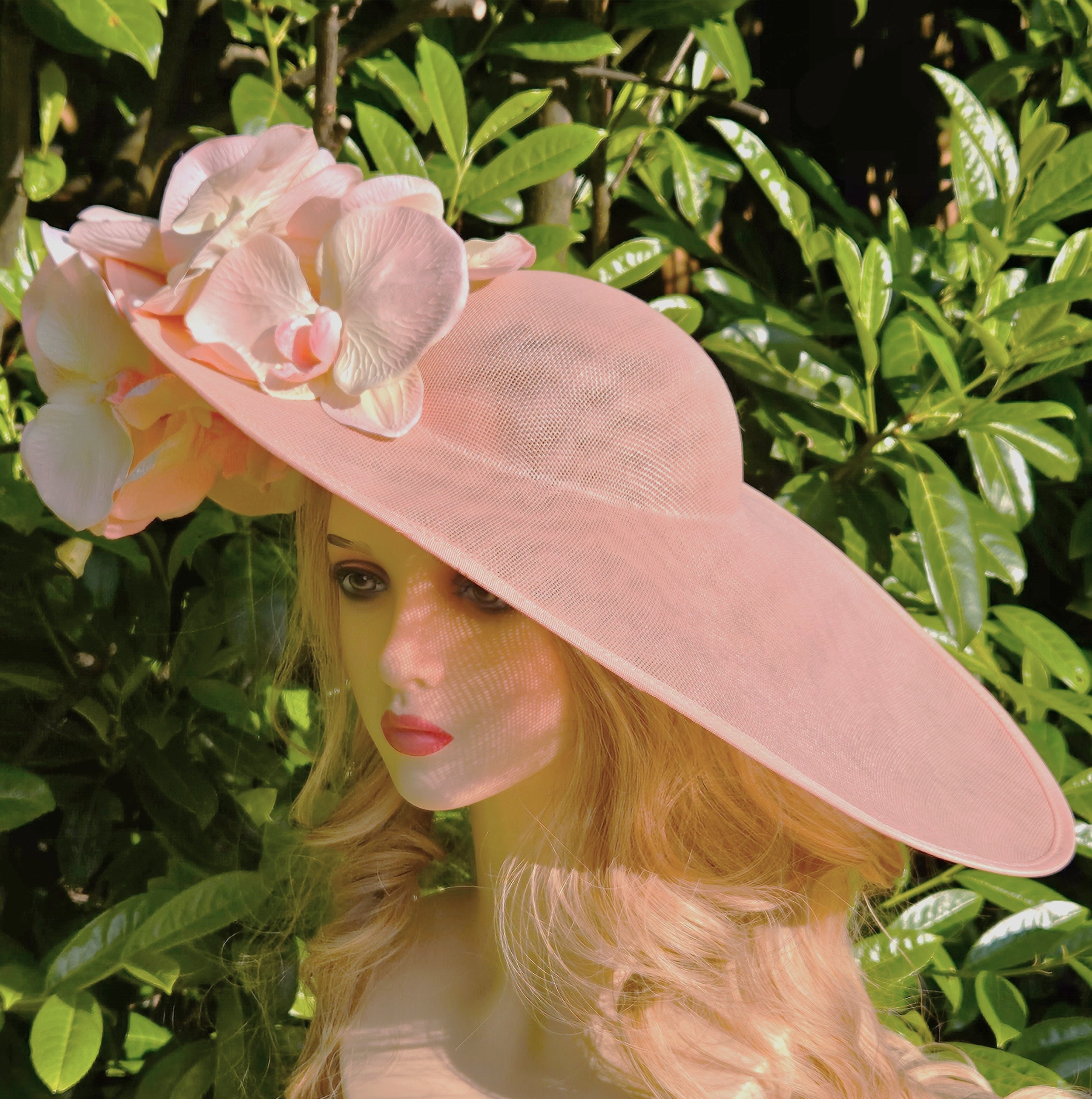 Extra Large Hat Peach Pink Beige Cream Fascinator Hat Royal Ascot ...