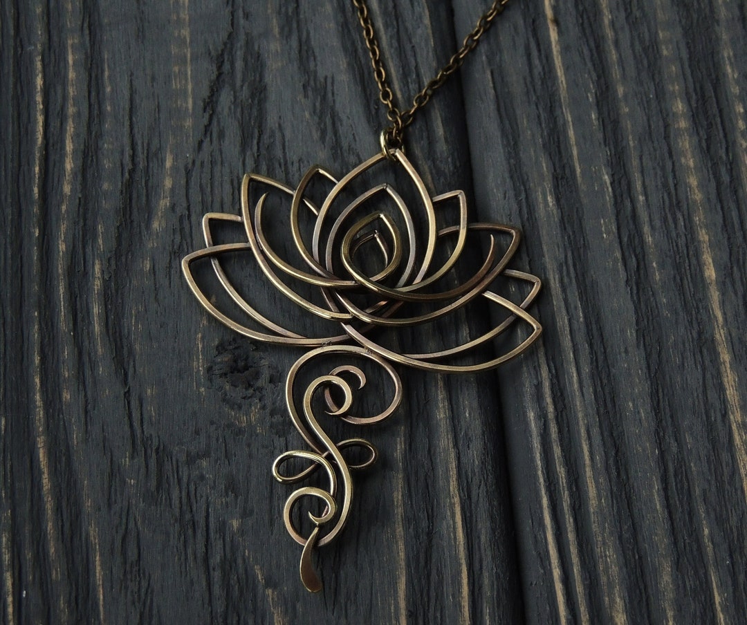 Lotus Necklace Lotus Flower Jewelry Lotus Gifts Copper Lotus Pendant - Etsy