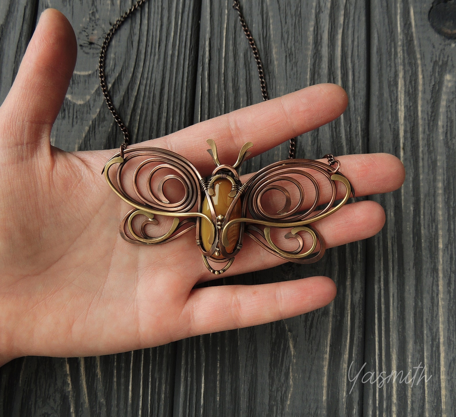 Moth Neckalce Insect Jewelry Wire Wrapped Luna Moth Necklace Copper ...