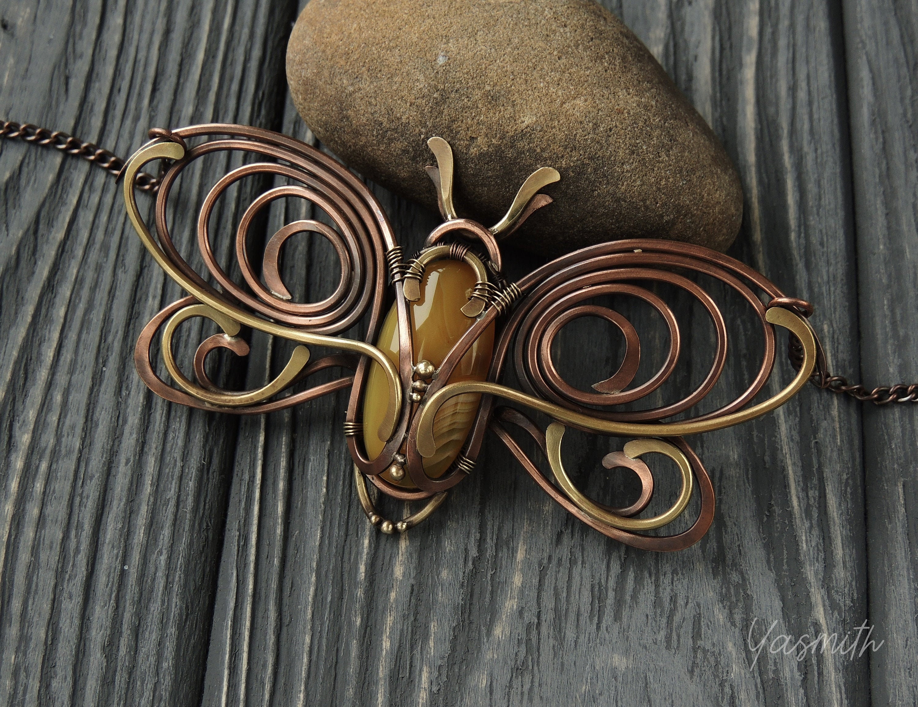 Moth Neckalce Insect Jewelry Wire Wrapped Luna Moth Necklace Copper ...