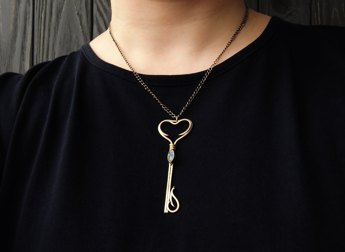 Witch key necklace Woodland necklace Faerie pendant Forest | Etsy