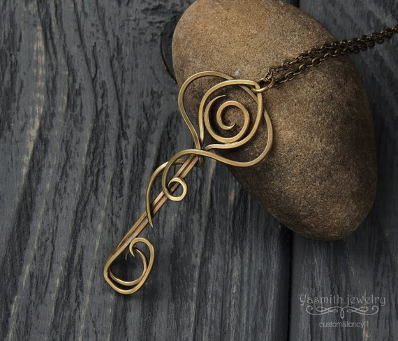 Elven key necklace Witchy jewelry Wiccan necklace | Etsy