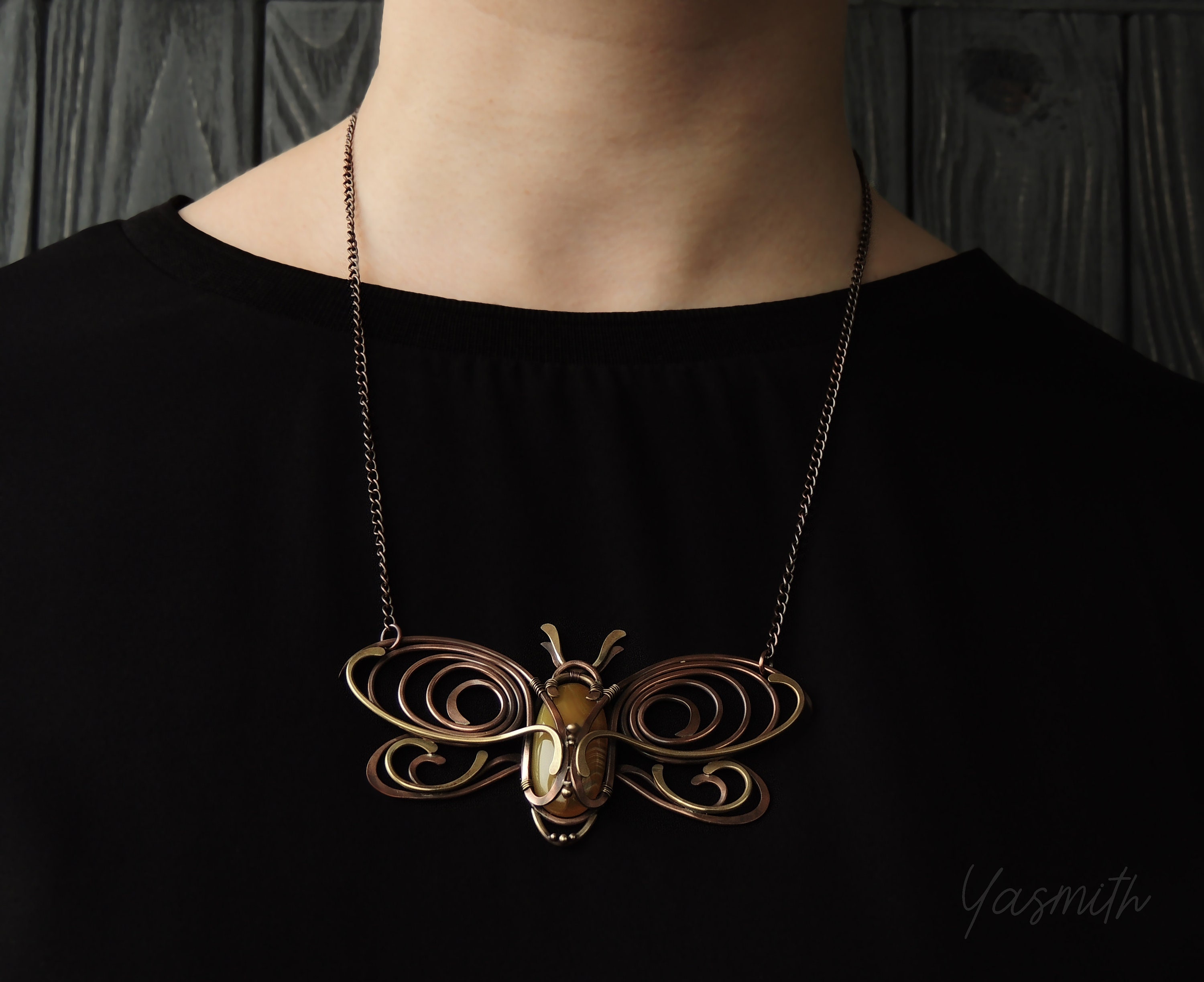 Moth Neckalce Insect Jewelry Wire Wrapped Luna Moth Necklace Copper ...