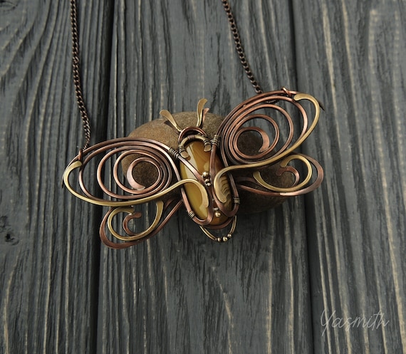 Moth Neckalce Insect Jewelry Wire Wrapped Luna Moth Necklace | Etsy