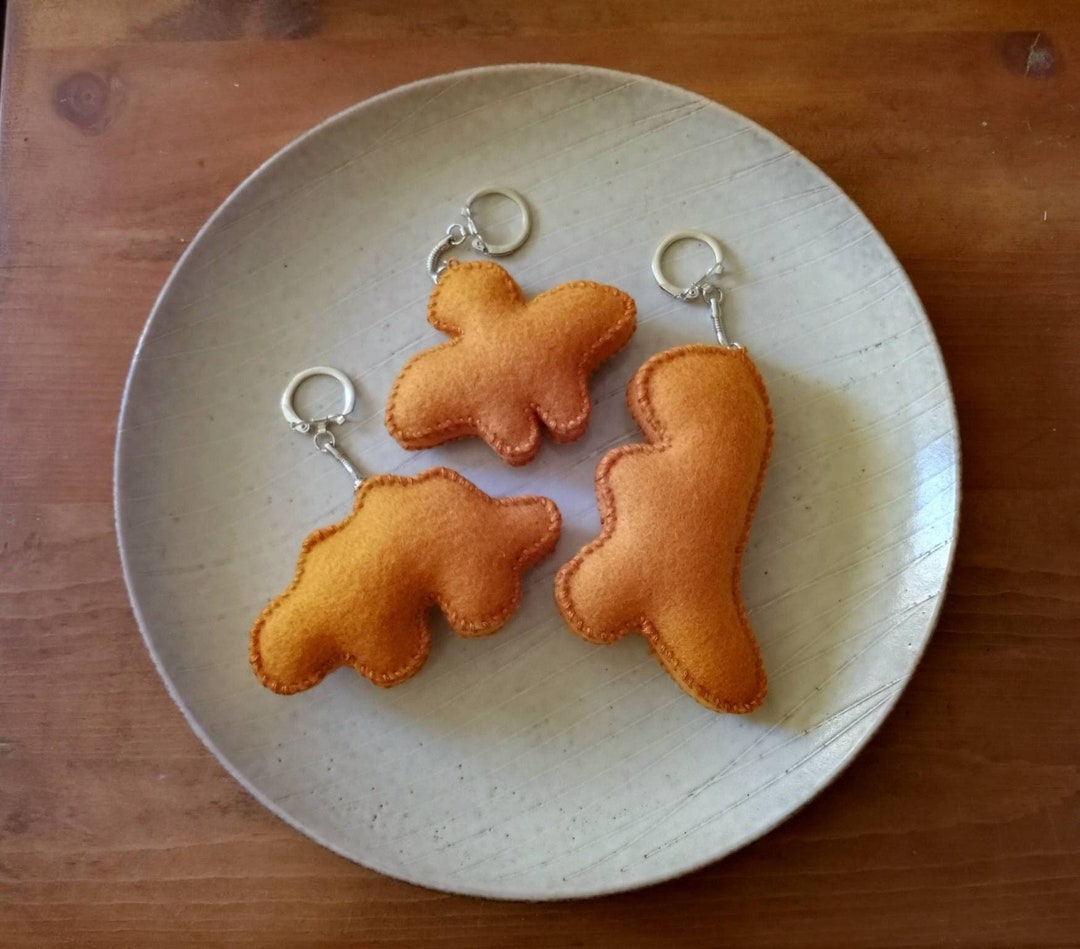 Dino Chicken Nugget Keychain - Felt - Handmade - Nostalgia - 90's Kid ...