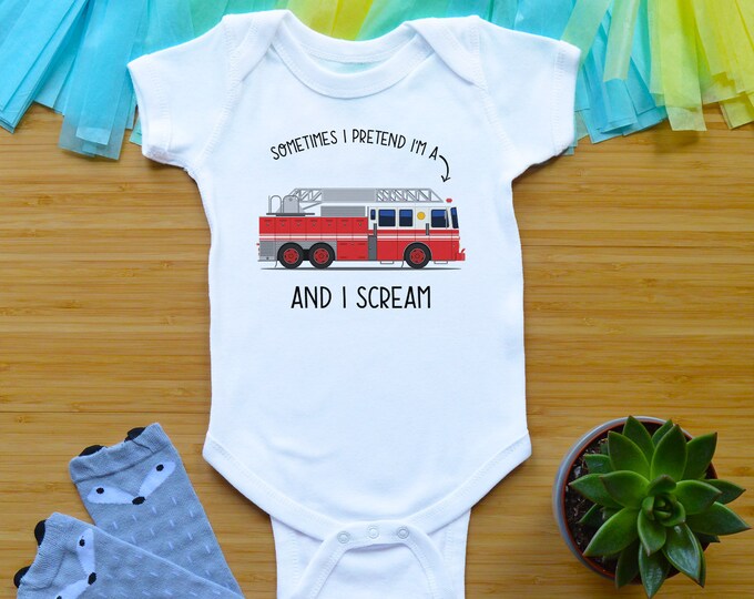 Fireman Baby Outfit, Firefighter Baby Shower Gift, Funny Newborn Baby ...