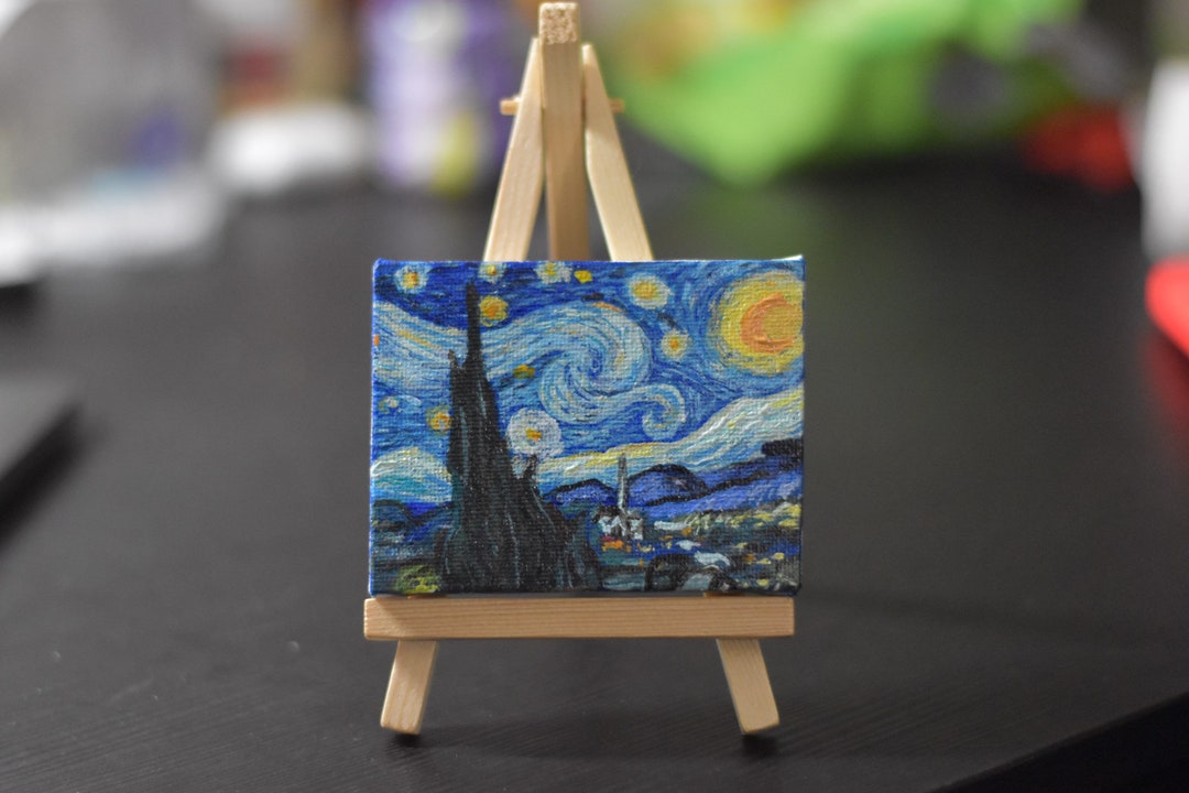Mini Starry Night Painting With Easel - Etsy