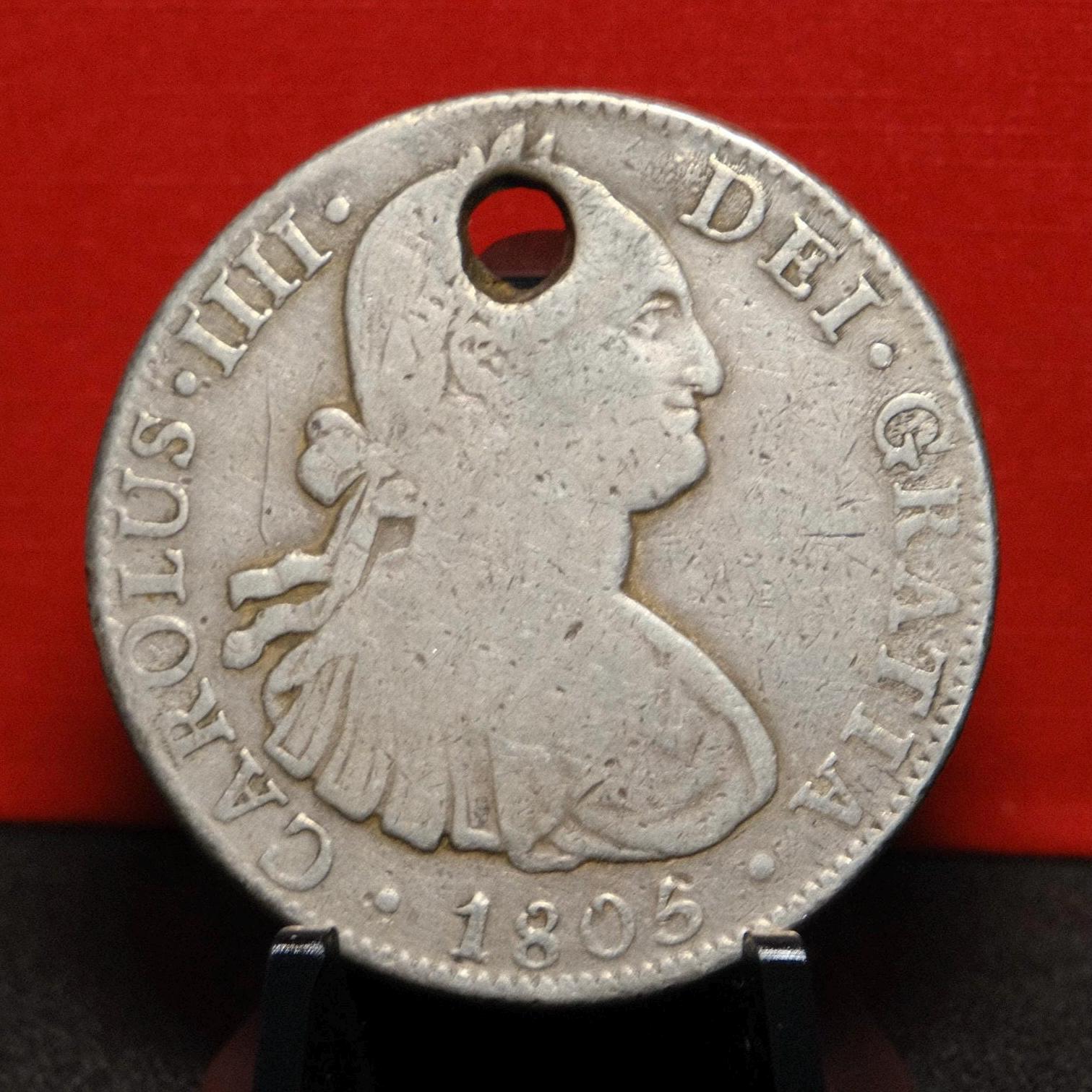 1805 Mexico Spanish 8 Reales Silver Coin 90% Silver Holed - Etsy