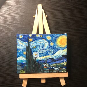 Mini Starry Night Painting With Easel - Etsy