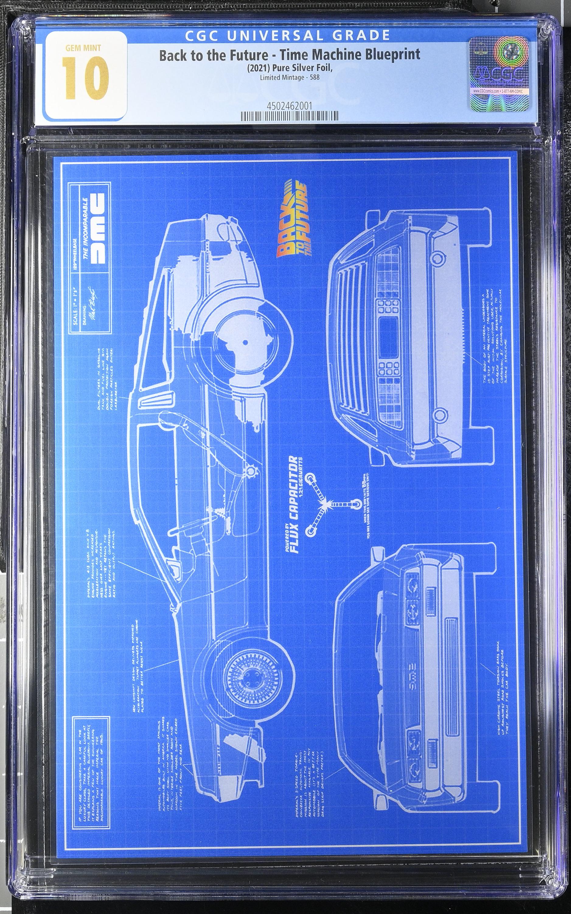 RARE Back to the Future Time Machine Blueprint 2021 Pure Silver Foil ...